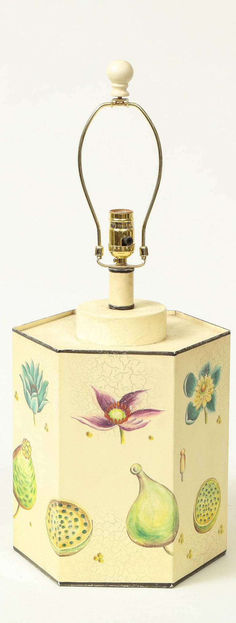 Pair of Tôle Peinte Botanical Table Lamps For Sale at 1stDibs