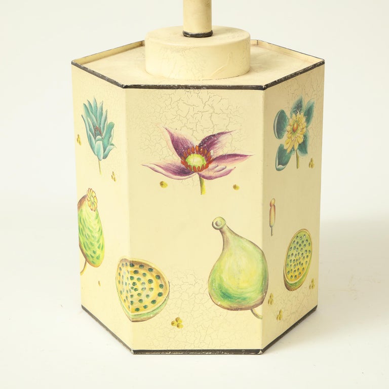 Pair of Tôle Peinte Botanical Table Lamps For Sale at 1stDibs