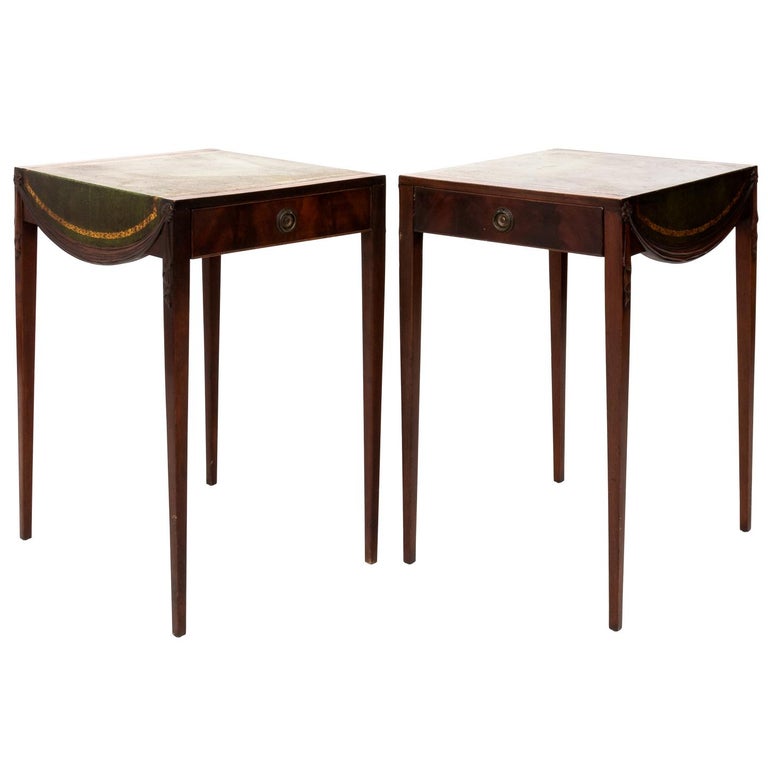 Pair of Tooled Leather Side Tables at 1stDibs