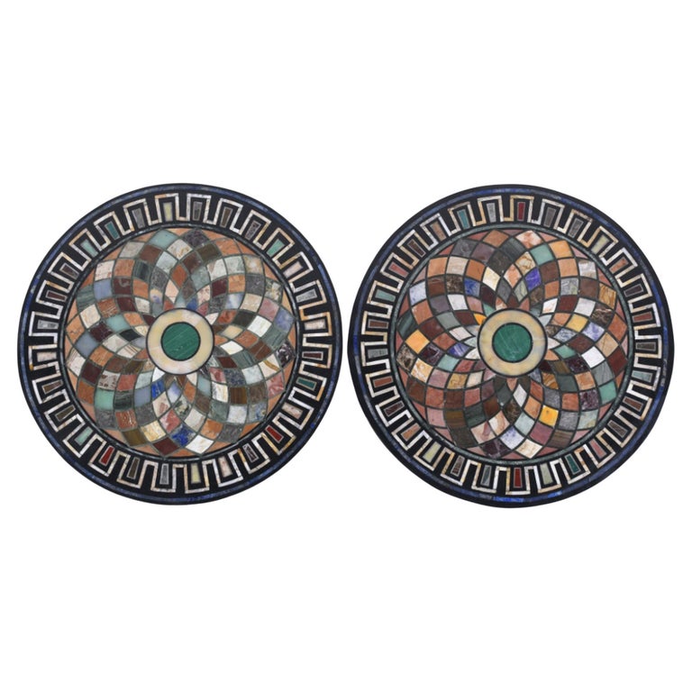 Pair of Tops in Hard Stone, Following the Model of 17th Century Italian ...