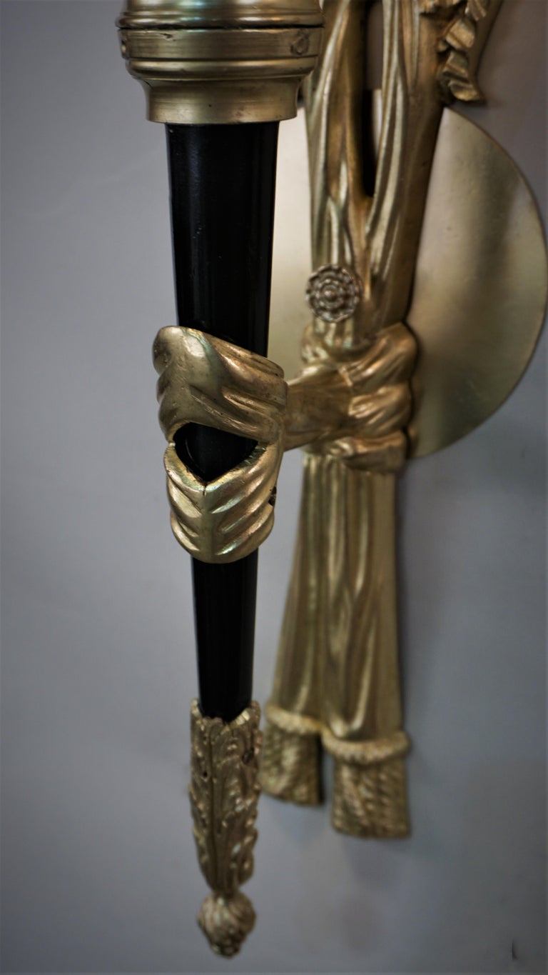 Pair of Torchiere Empire Style Bronze Wall Sconces at 1stDibs
