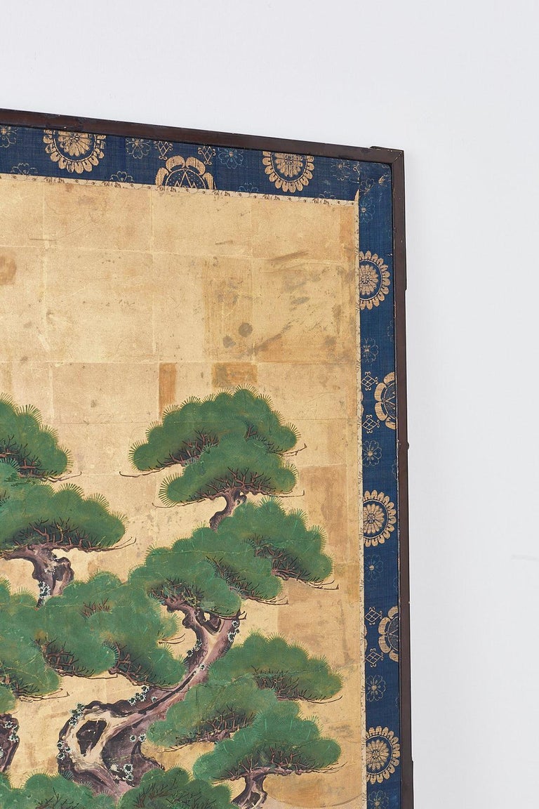 Pair of Attributed Tosa Mitsuoki Pines Along Seashore Edo Screens at ...
