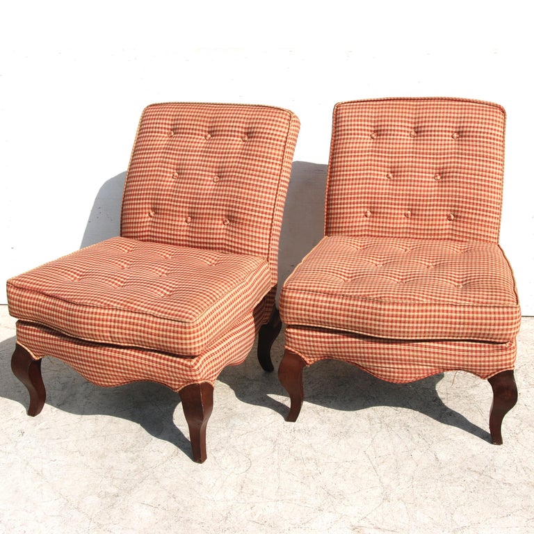 Pair of Traditional Queen Anne Slipper Chairs For Sale at 1stDibs