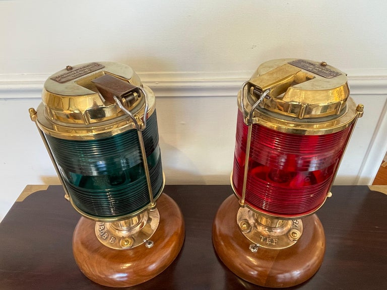 Pair of Tranberg Brass Port and Starboard Navigational Nautical Post ...