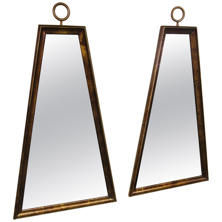 Pair of Trapezoidal Frame Mirrors in the Manner of Tommi Parzinger For ...