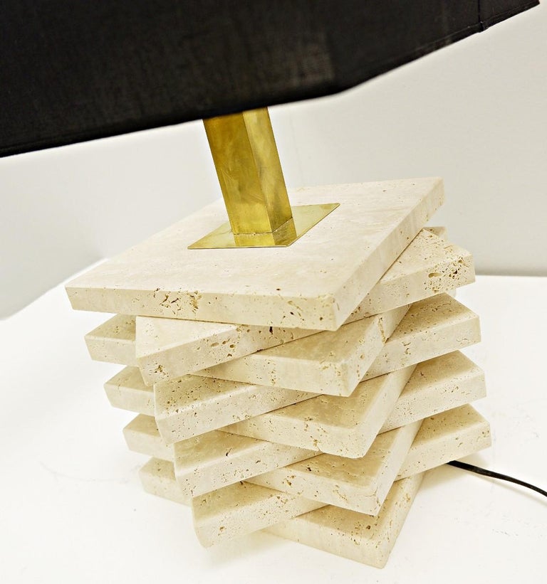 Pair of Travertine Table Lamps at 1stDibs