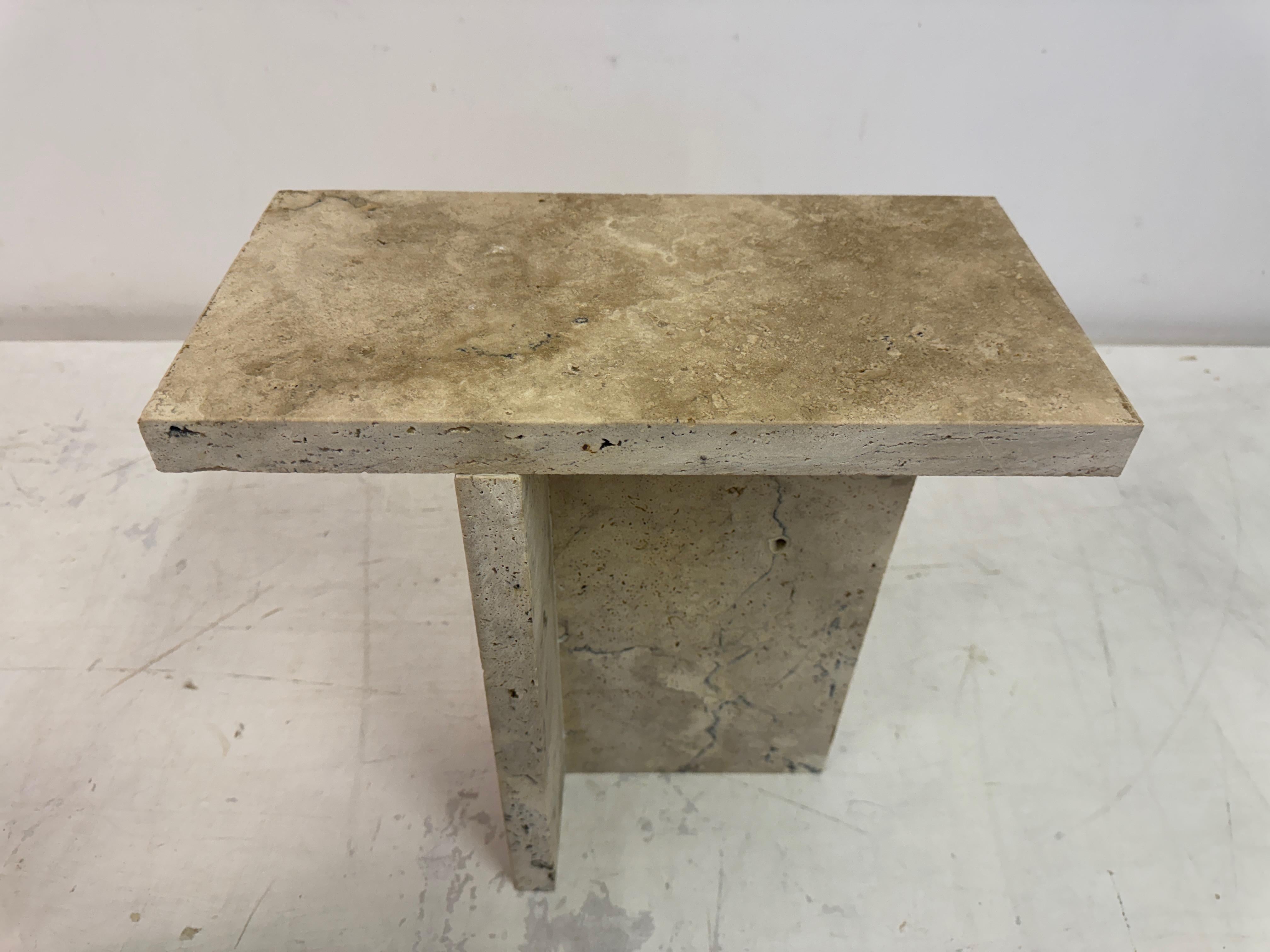 Pair of Travertine Side Tables For Sale at 1stDibs