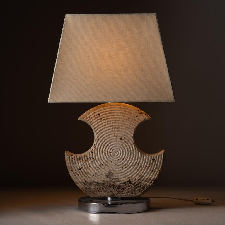 Pair of Travertine Table Lamps by Studio CE. VA Milan For Sale at 1stDibs