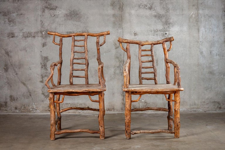 Pair of Tree Branch Rustic Armchairs at 1stDibs