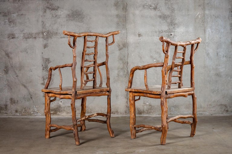 Pair of Tree Branch Rustic Armchairs at 1stDibs