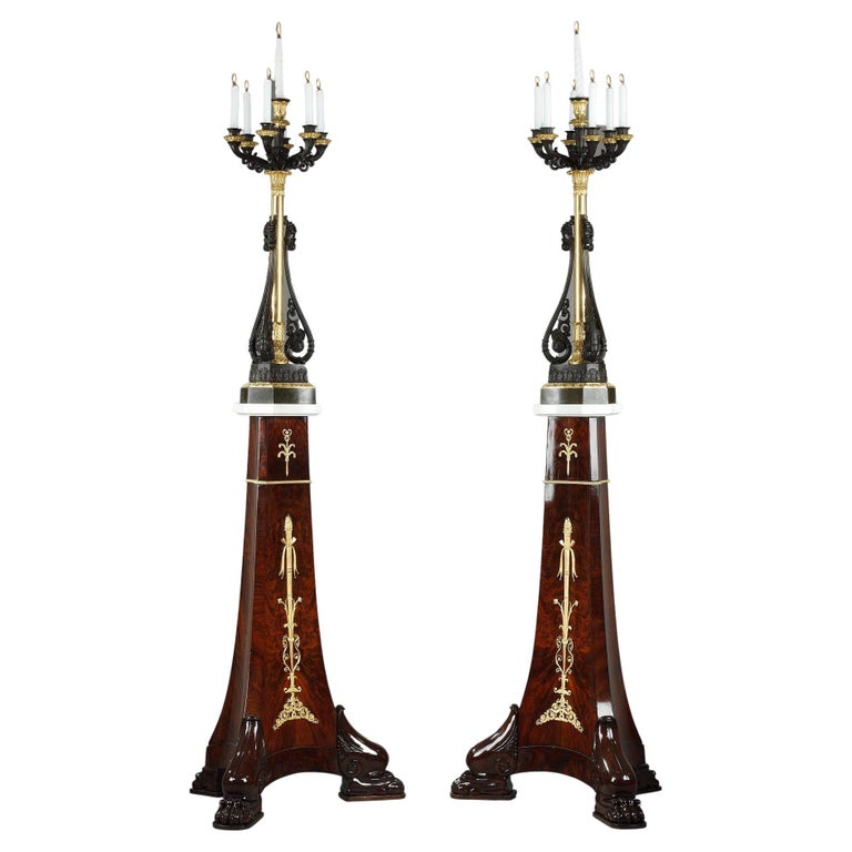 Pair of Tripod Columns and Candelabra, Empire Period at 1stDibs