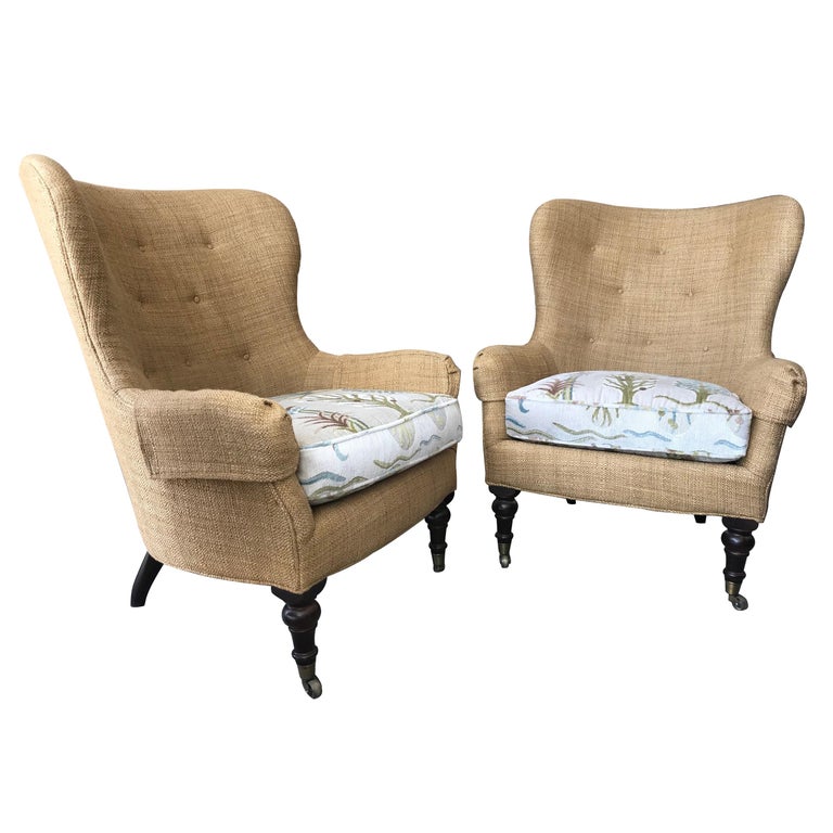 Pair of "Tropical" Colonial Style Wing Chairs at 1stDibs