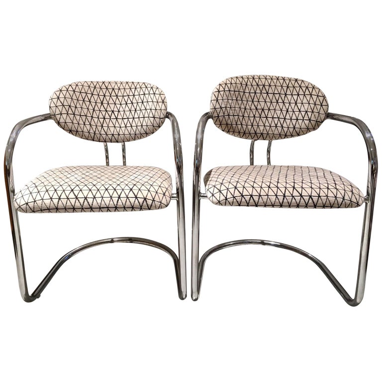 Pair of Tubular Steel Chairs Produced in Italy For Sale at 1stDibs