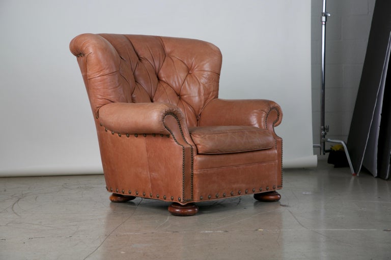 Pair of Tufted Leather Armchairs the Style of Ralph Lauren Writer's ...