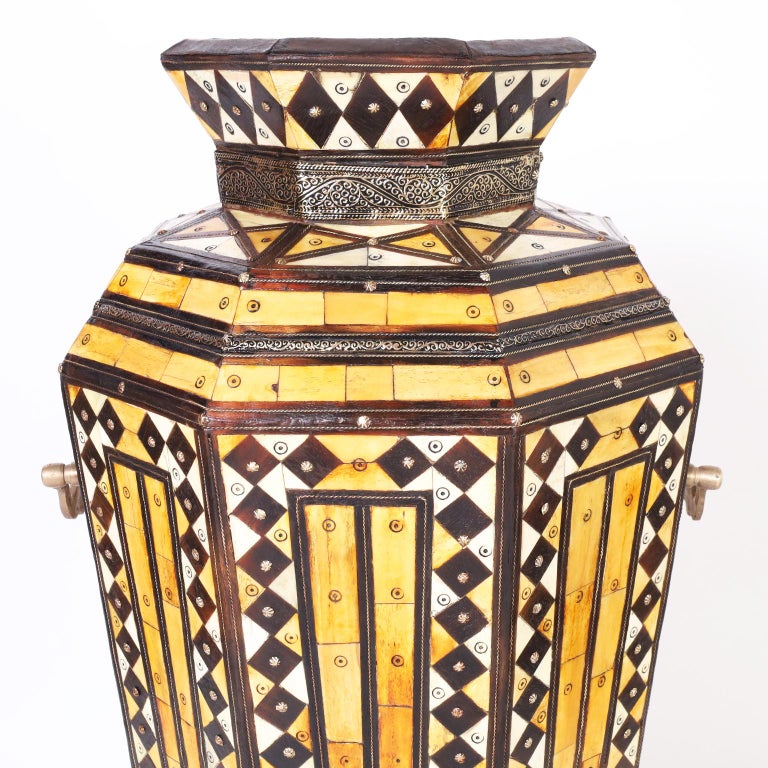 Pair of Turkish Palace Urns with Brass Floral Arrangements For Sale at ...