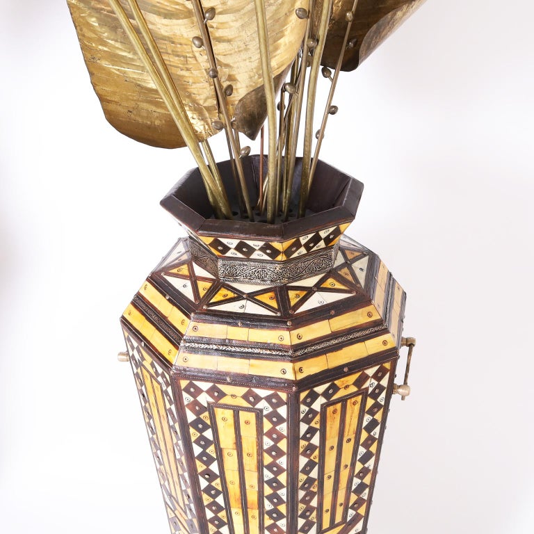 Pair of Turkish Palace Urns with Brass Floral Arrangements For Sale at ...