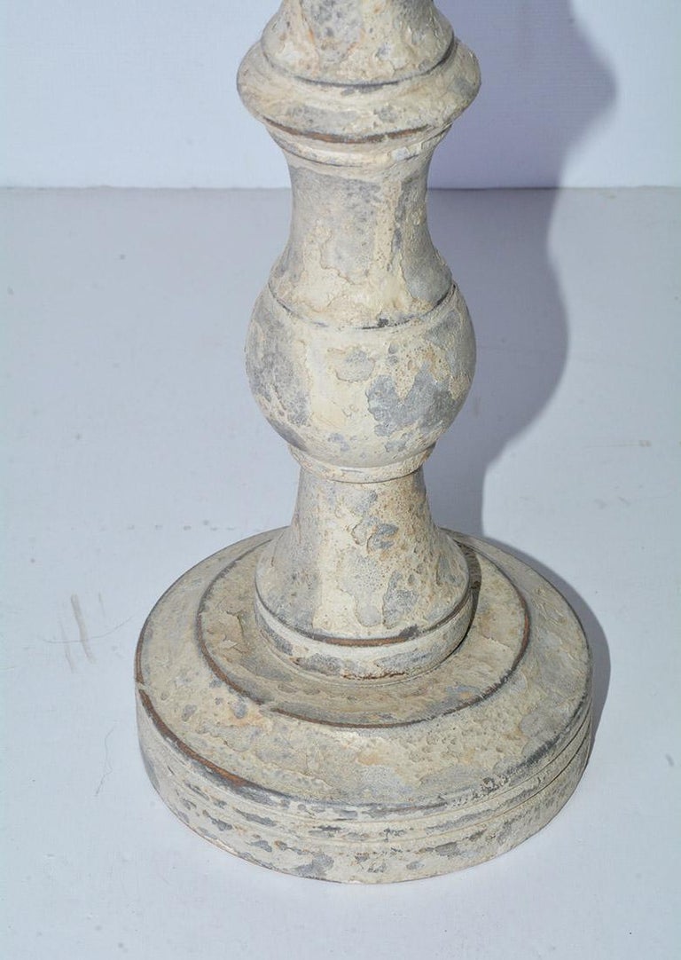 Pair of Turned Painted Wood Candlestick at 1stDibs