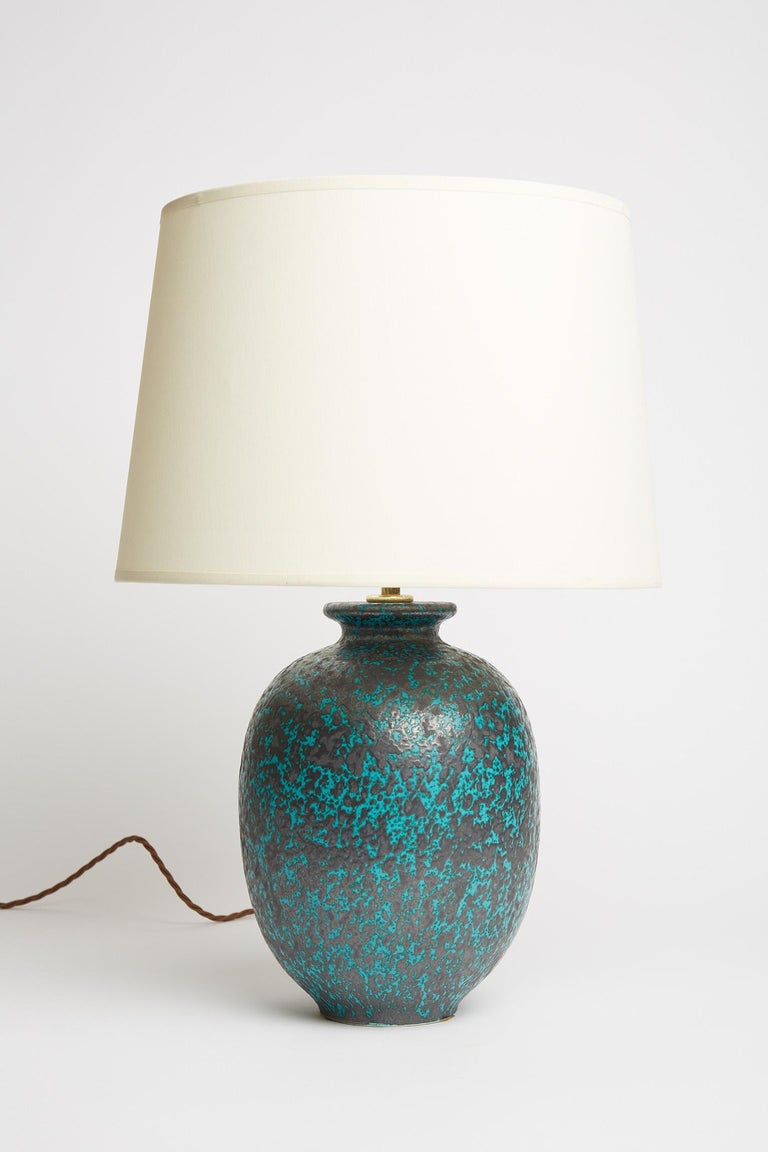 Pair of Turquoise Ceramic Table Lamps at 1stDibs