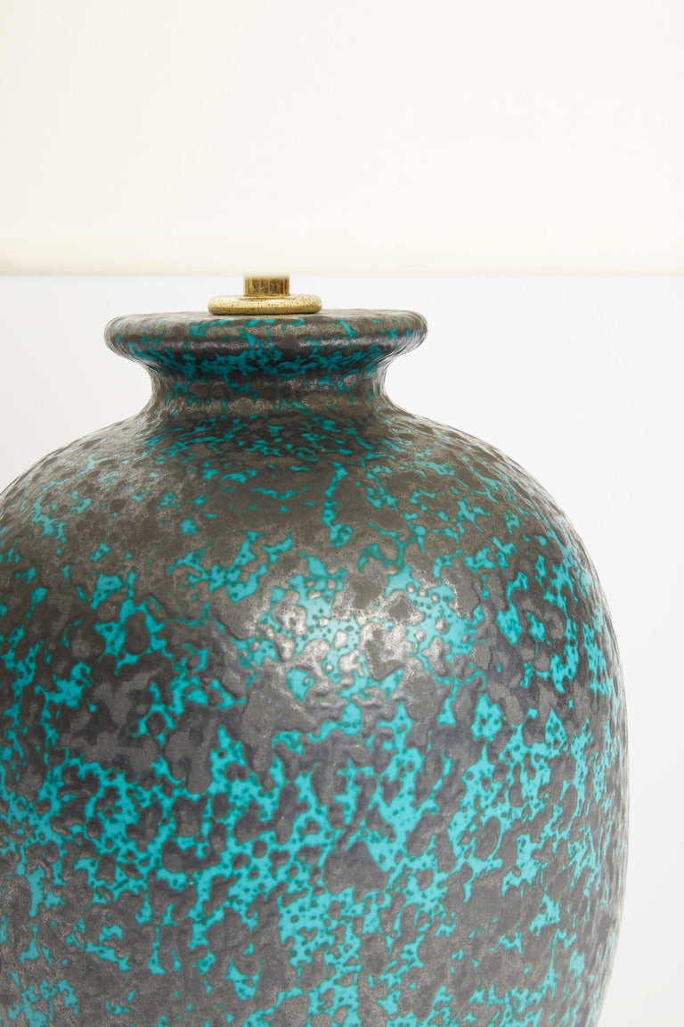 Pair of Turquoise Ceramic Table Lamps at 1stDibs