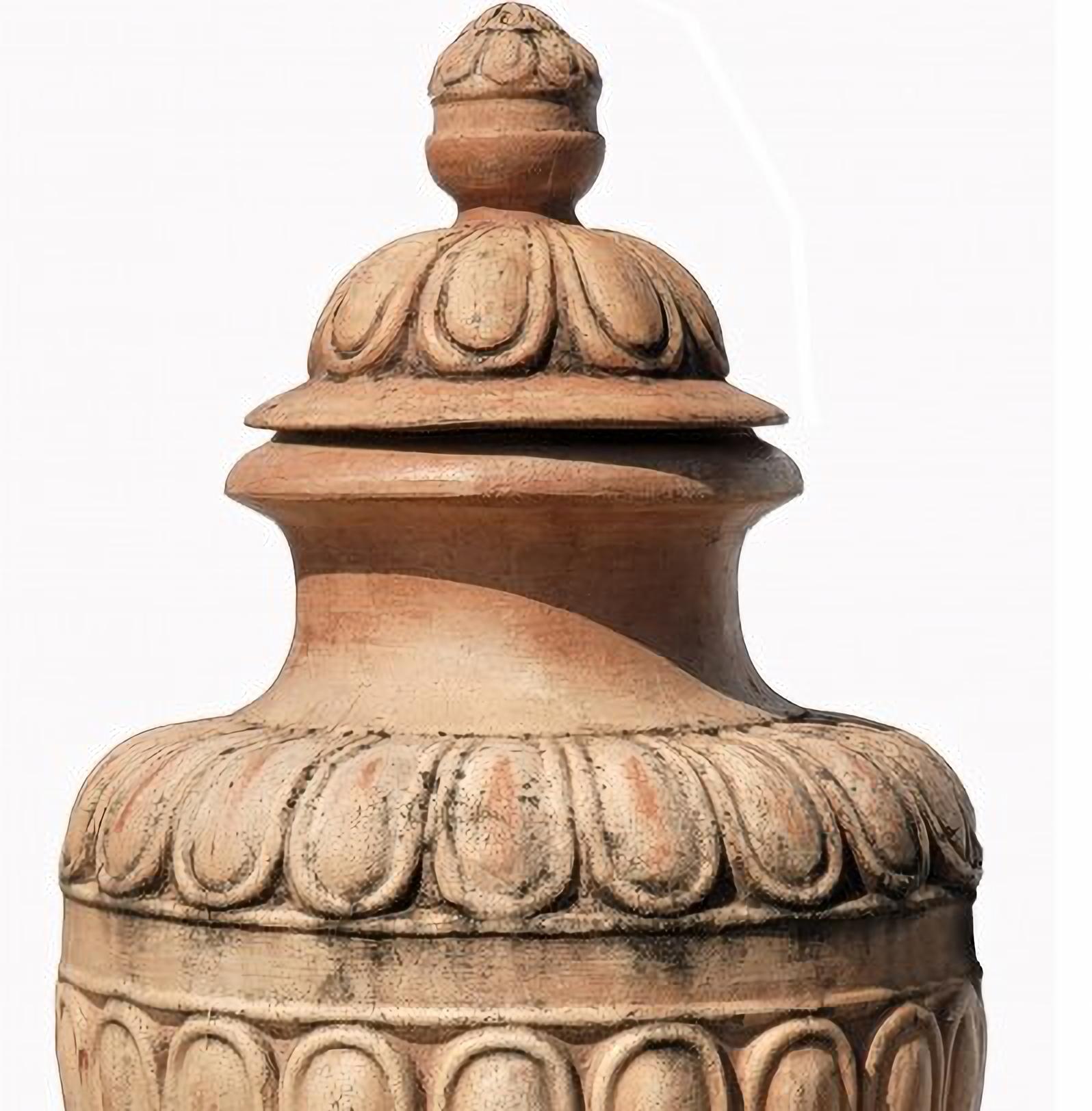 PAIR OF TUSCANY BACCELLATA TERRACOTTA URNS IMPRUNETA FLORENCE 20th ...