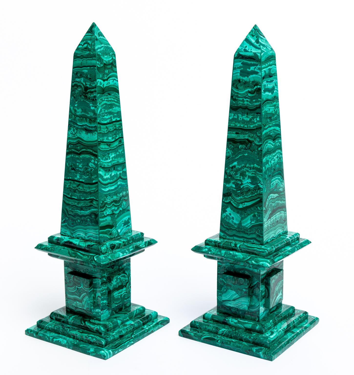 Pair of Malachite Obelisks at 1stDibs