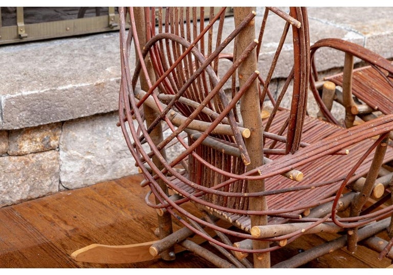 Pair Of Twig And Branch Rustic Style Rocking Chairs For Sale at 1stDibs