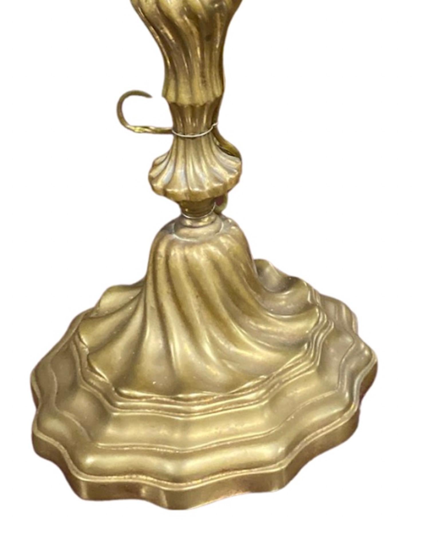 Pair of Twisted Brass Candlestick Lamps For Sale at 1stDibs