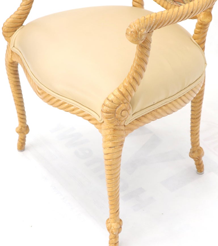 Pair of Twisted Rope Carved Wood Decorative Chairs For Sale at 1stDibs