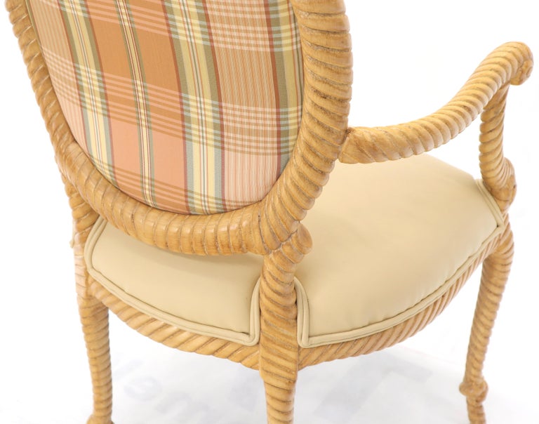 Pair of Twisted Rope Carved Wood Decorative Chairs For Sale at 1stDibs