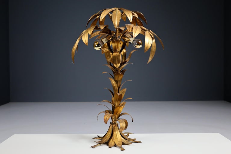 Pair of two Gilt Palm Tree Tables Lamp by Hans Kögl, Germay 1970s For ...