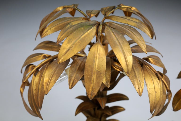 Pair of two Gilt Palm Tree Tables Lamp by Hans Kögl, Germay 1970s For ...