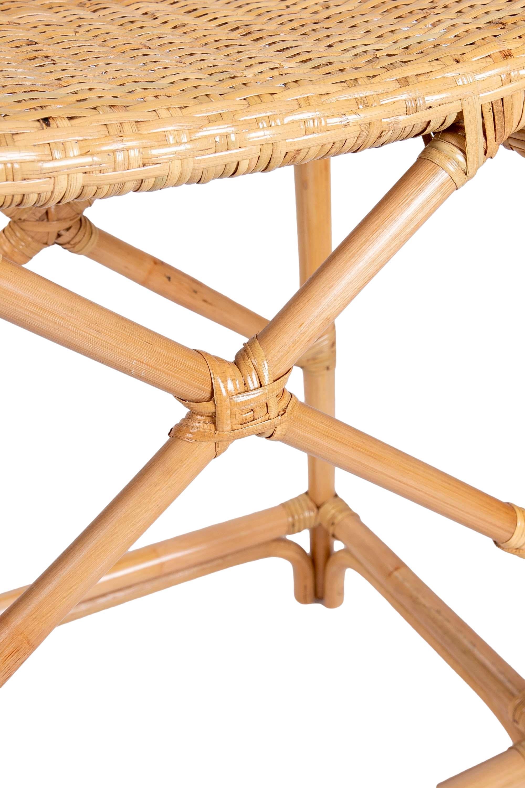 Pair of Two Rattan and Wicker Bar Stools with Interlaced Seats For Sale ...