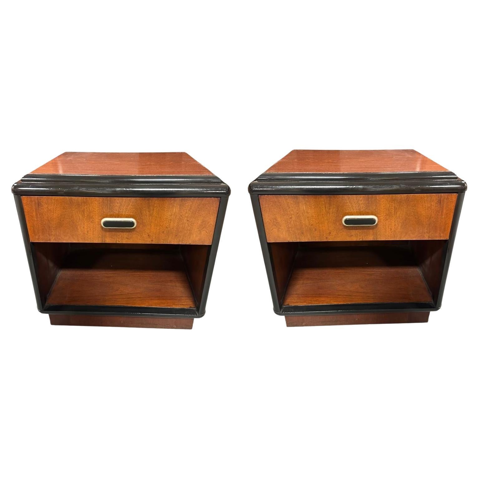Pair of Two Toned Mid Century Modern Cherry Wood End Tables with ...