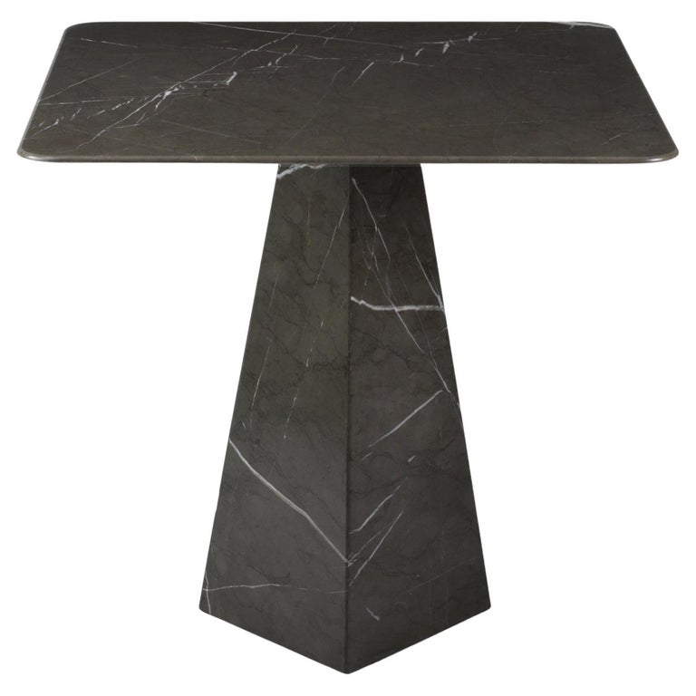 Pair of Ultra Thin Graphite Marble Square Sidetables For Sale at 1stDibs