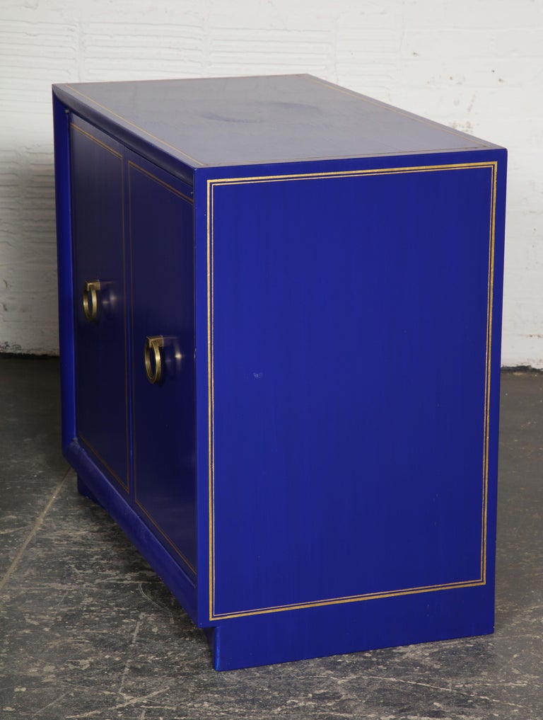 Pair of Ultramarine Blue and Gilt Side Cabinets For Sale at 1stDibs