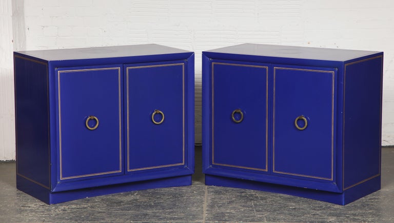 Pair of Ultramarine Blue and Gilt Side Cabinets For Sale at 1stDibs