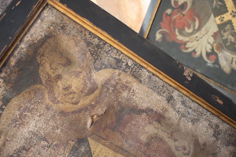 Pair of Untouched 18th Century Funeral Hatchments Coat of Arms Memento ...