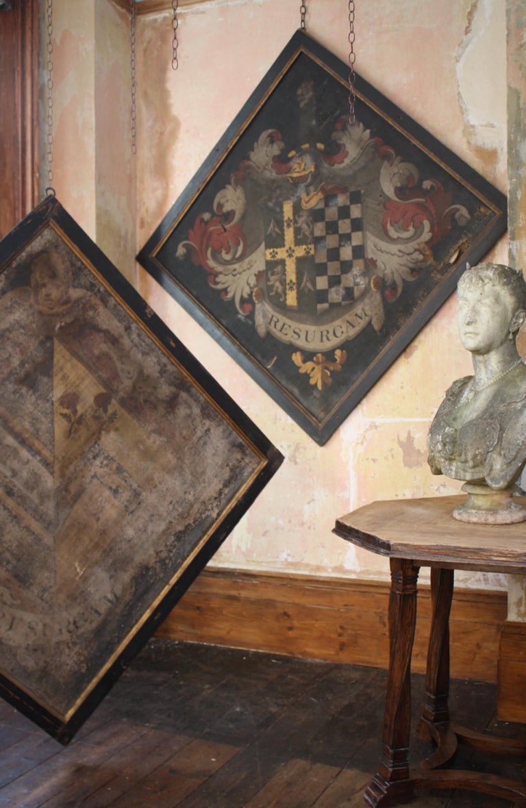 Pair of Untouched 18th Century Funeral Hatchments Coat of Arms Memento ...