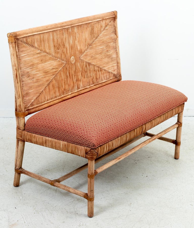 Pair of Upholstered Bamboo Benches at 1stDibs