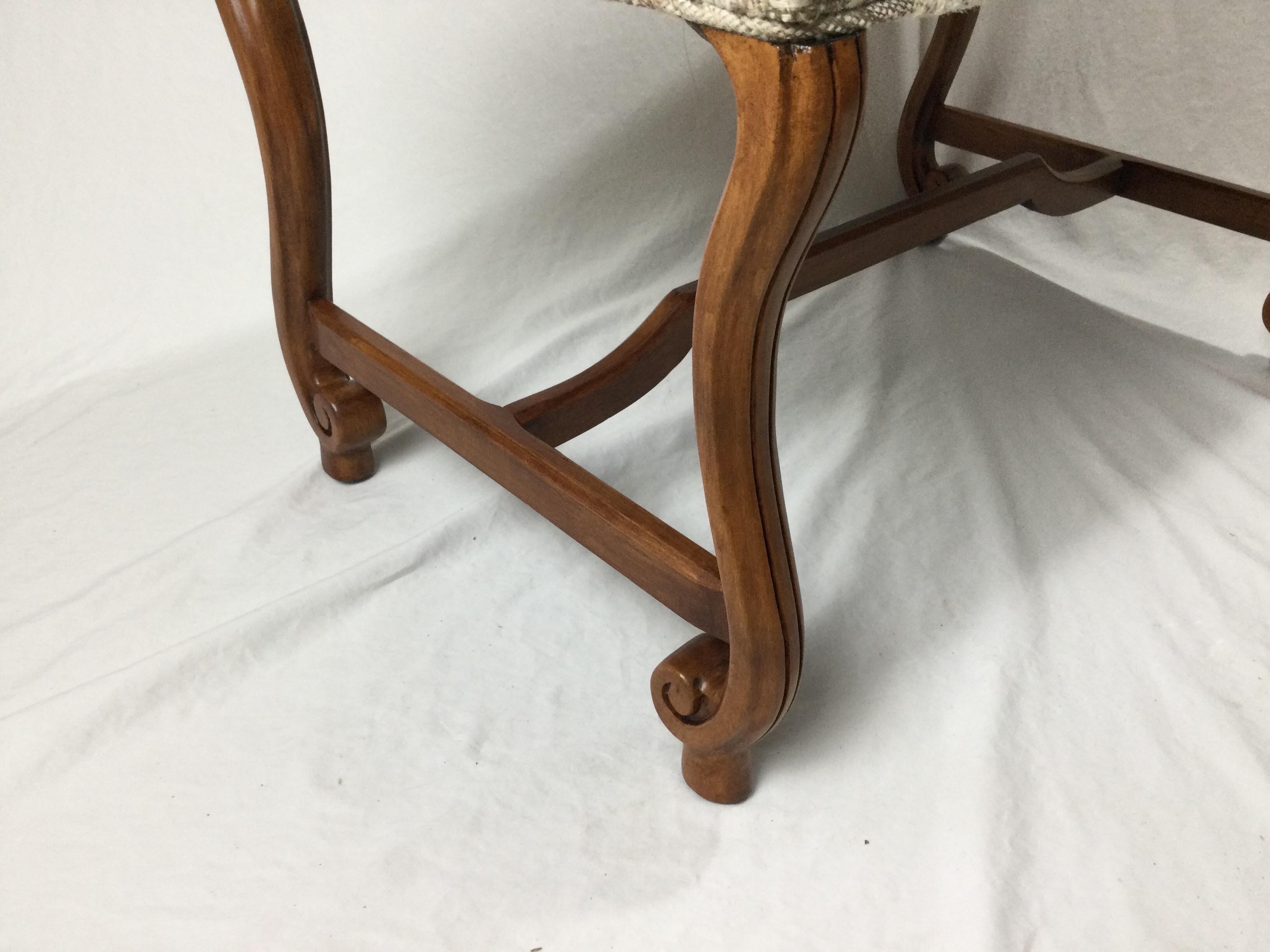 Pair of Upholstered Benches with Scroll Legs For Sale at 1stDibs
