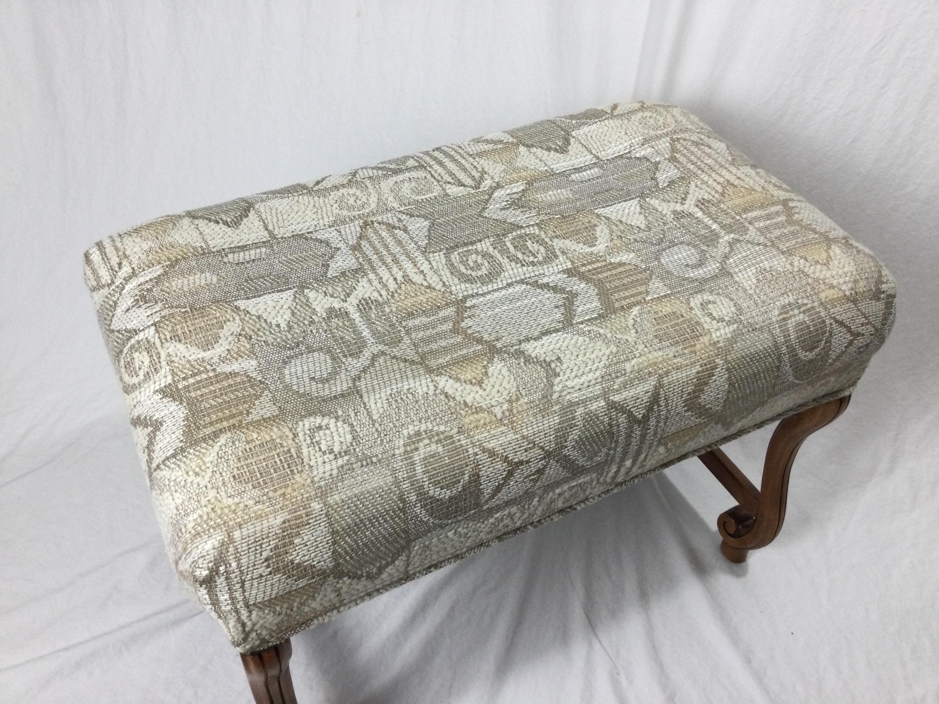 Pair of Upholstered Benches with Scroll Legs For Sale at 1stDibs