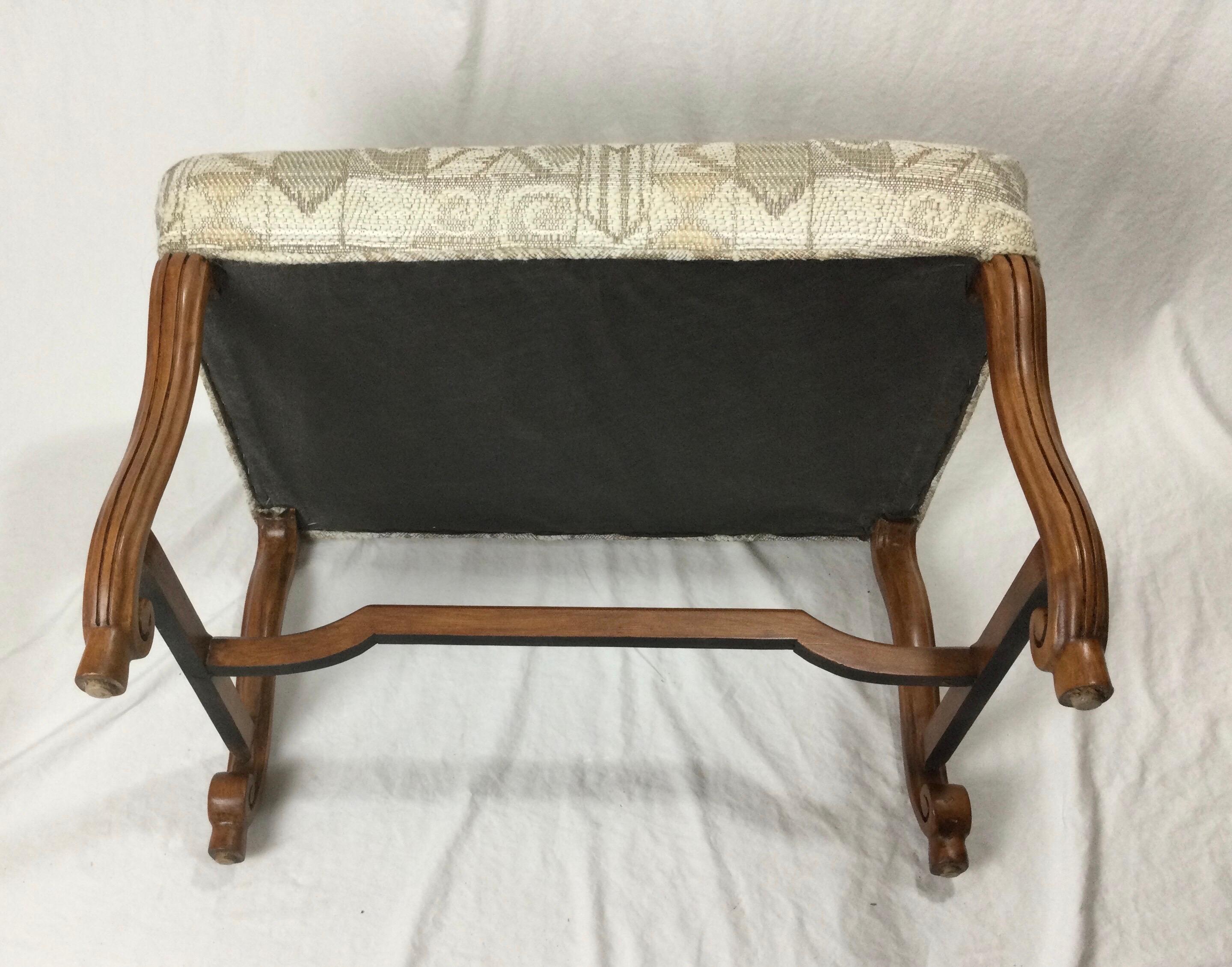 Pair of Upholstered Benches with Scroll Legs For Sale at 1stDibs