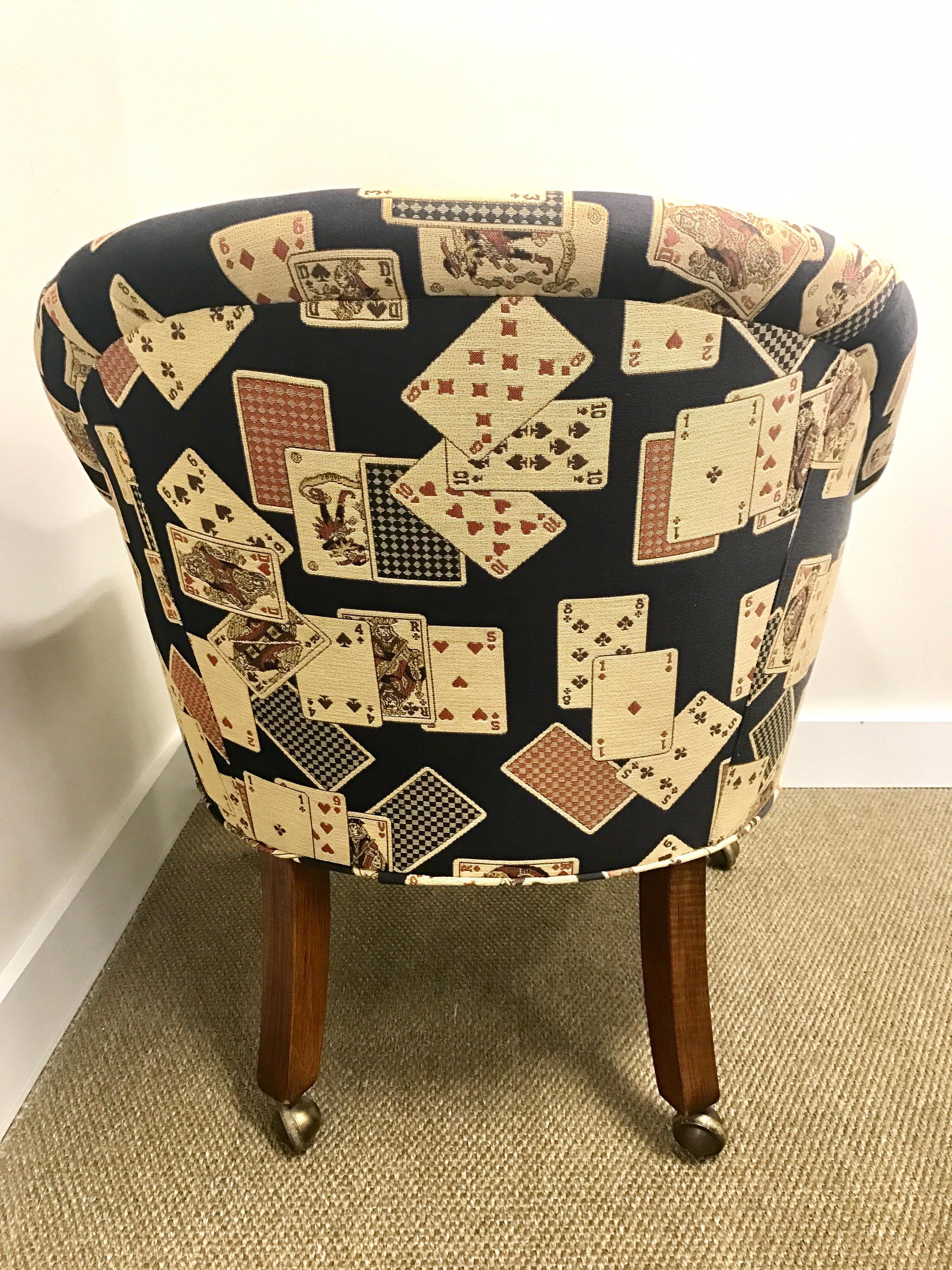 Pair of Upholstered Card Game Chairs on Castors at 1stDibs ...