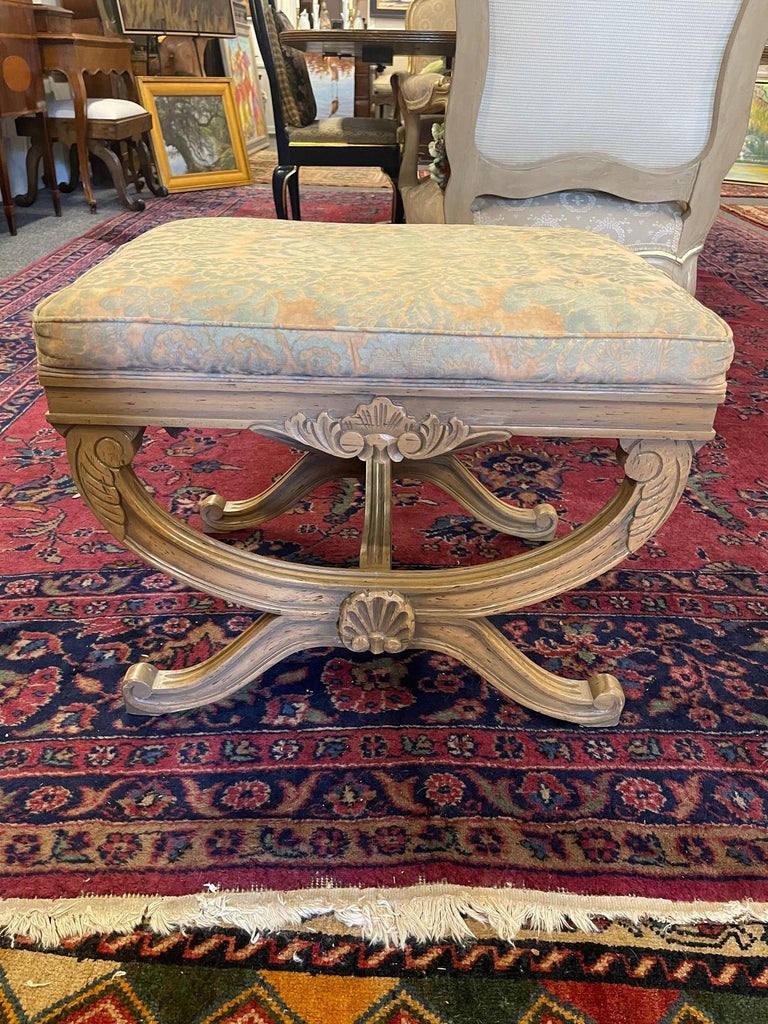 Pair of Upholstered Louis XVI Style Curule Stools, 20th Century For ...