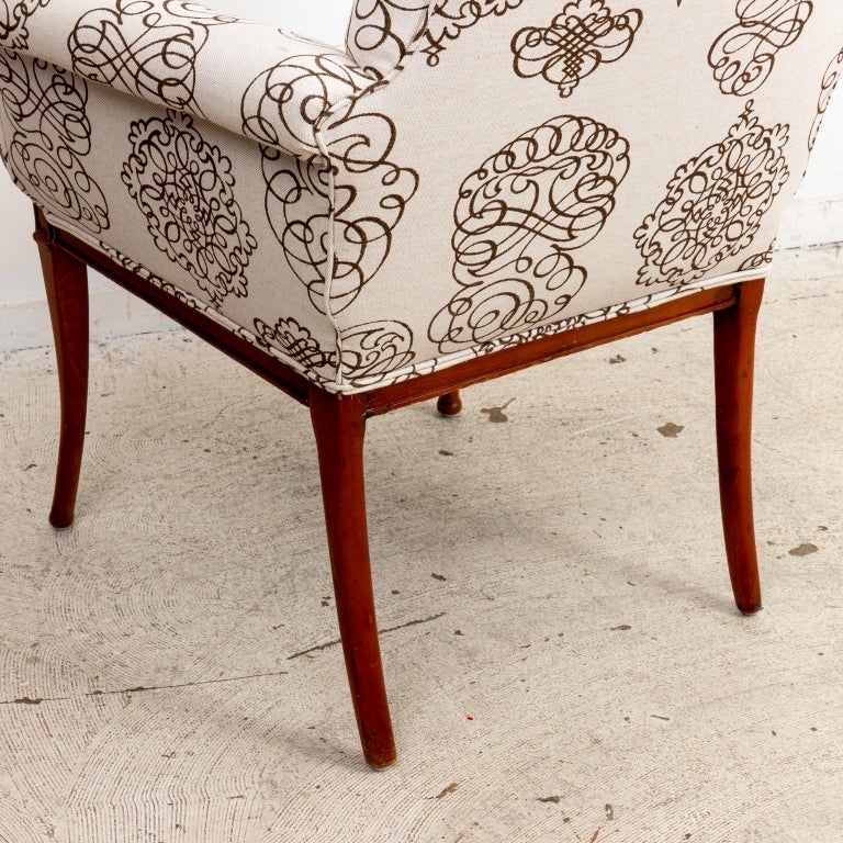 Pair of Upholstered Roll Arm Chairs For Sale at 1stDibs