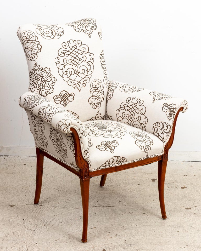 Pair of Upholstered Roll Arm Chairs For Sale at 1stDibs