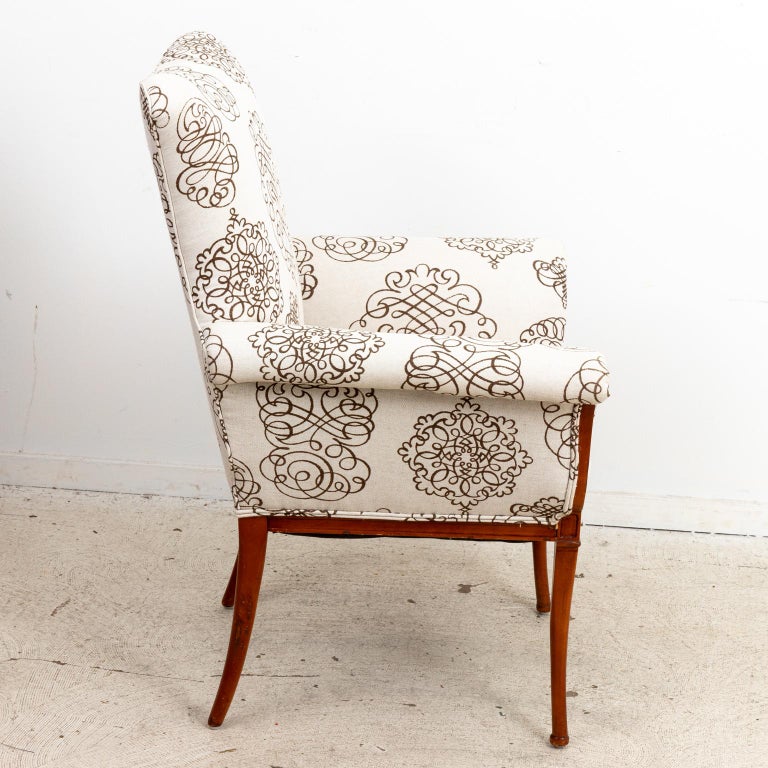 Pair of Upholstered Roll Arm Chairs For Sale at 1stDibs