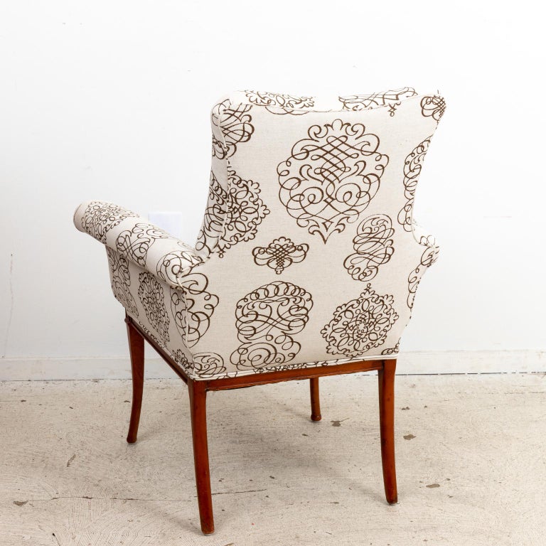 Pair of Upholstered Roll Arm Chairs For Sale at 1stDibs