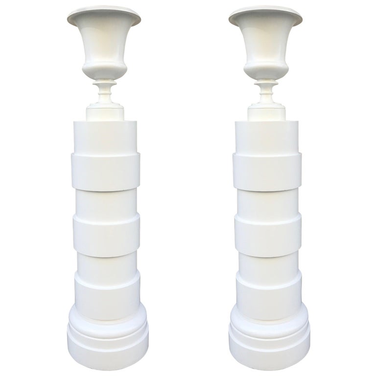 Pair of Urn and Columned Torchieres For Sale at 1stDibs