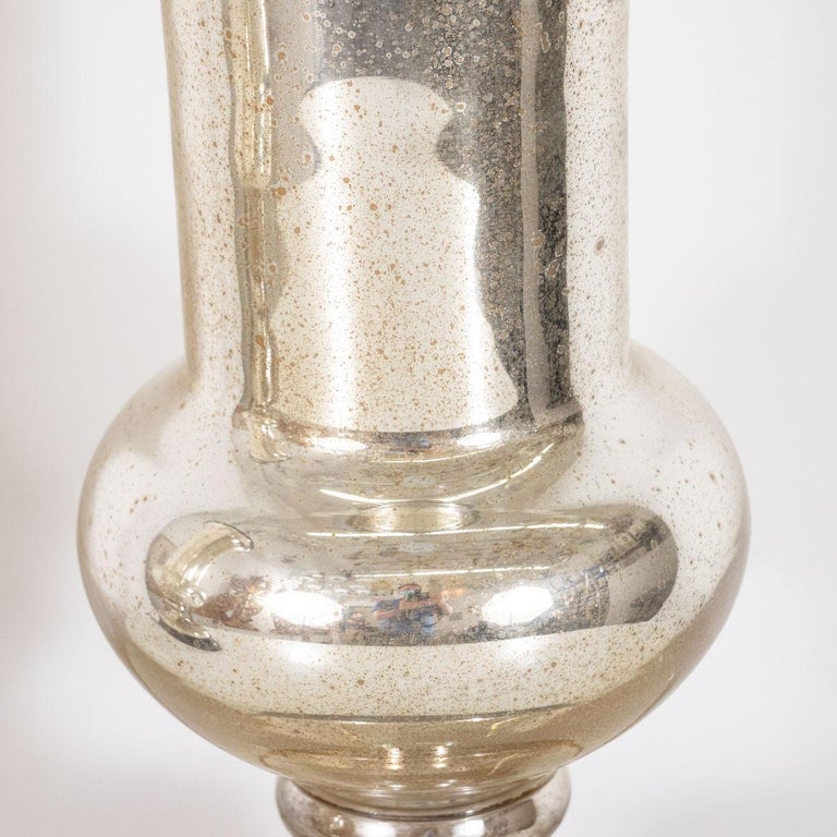 Pair of Urn Shaped Mercury Glass Table Lamps For Sale at 1stDibs